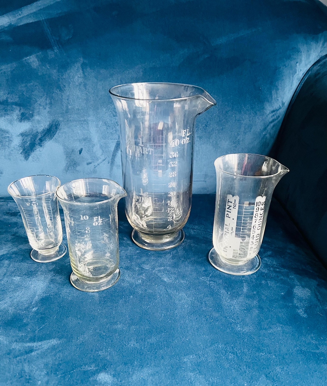 Antique Etched Glass Measuring Jugs Victorian Hand Blown and Hand ...