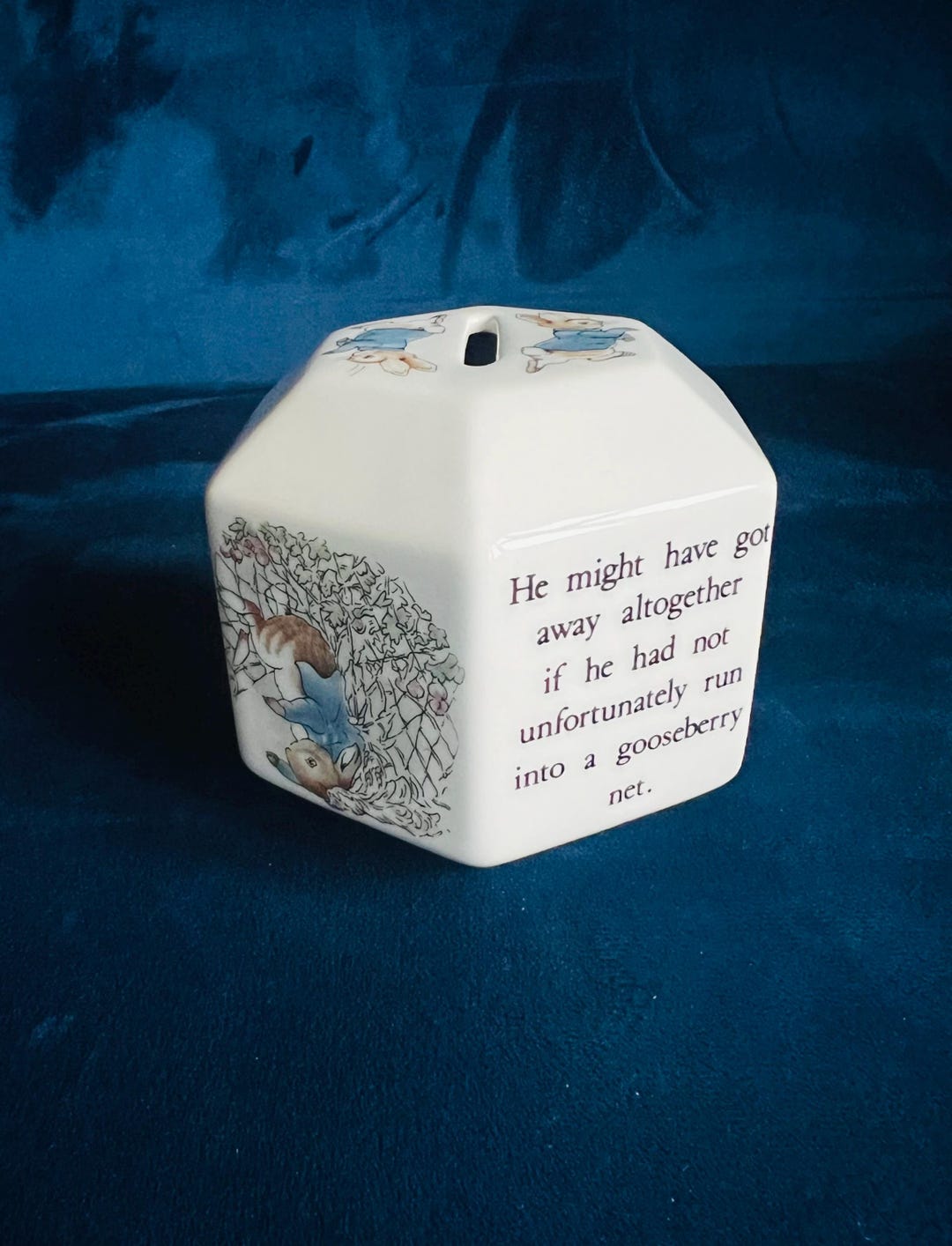 Vintage Beatrix Potter Peter Rabbit Wedgwood Money Box of Hexagonal ...