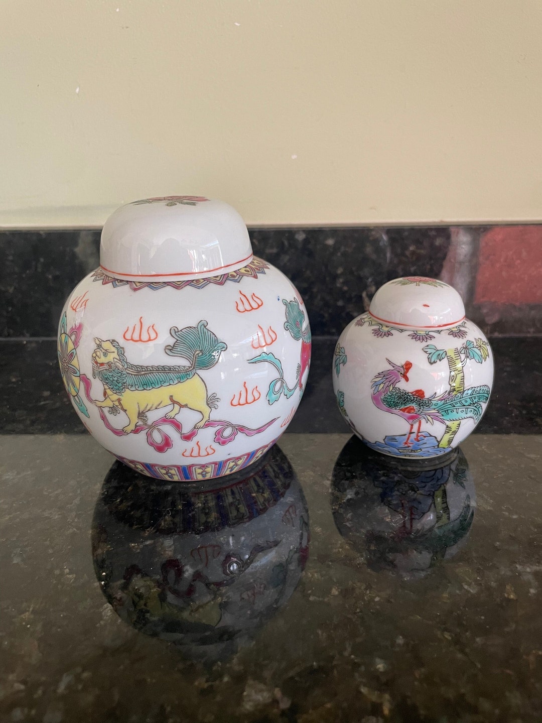 Pair of Vintage Chinese Ginger Jars - Etsy UK