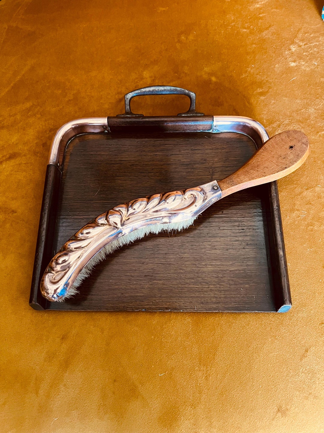 Antique Edwardian Wood and Copper Crumb Tray and Brush - Etsy