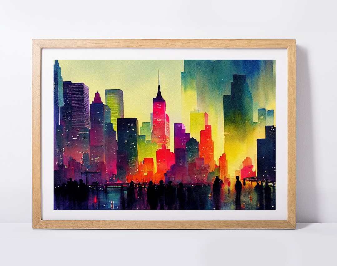 Printable Semi Abstract Night Time City Scape Instant - Etsy