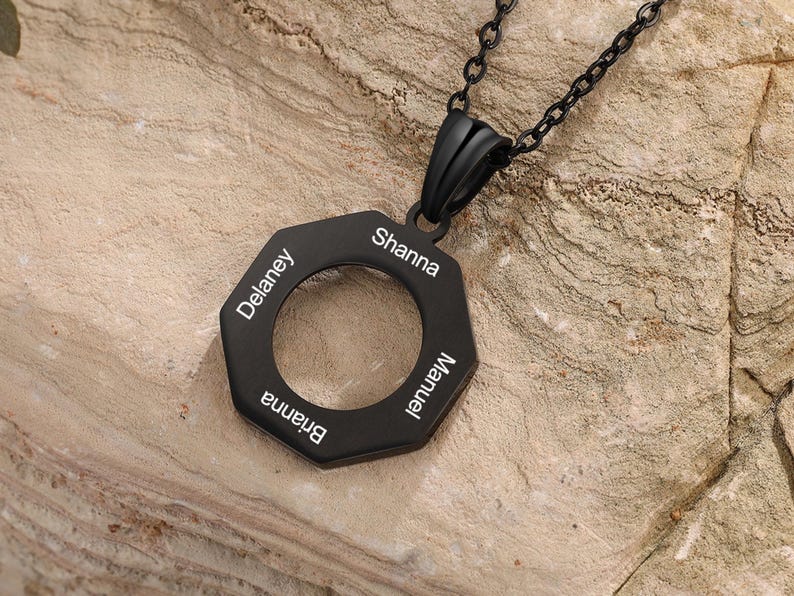 Custom Black Retro Name Necklace for Men Customized Necklace ...