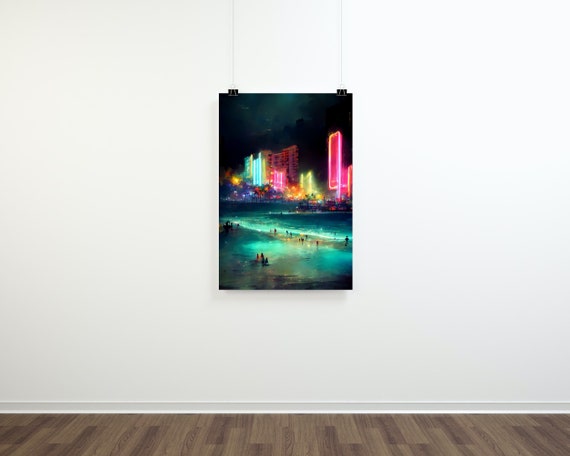 Neon City Art Instant Download Poster Digital Art Print - Etsy