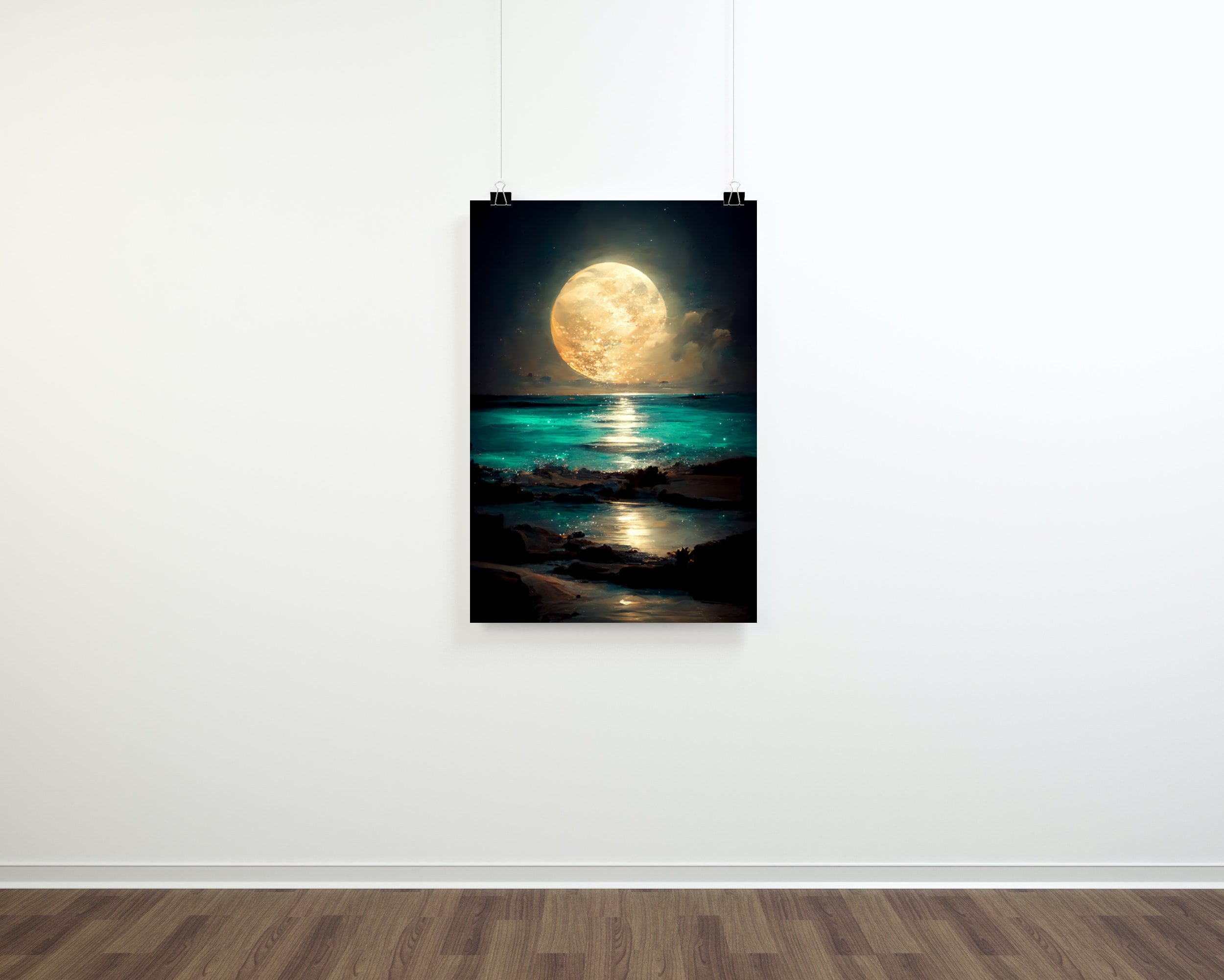 Beach Moon Art Instant Download Poster Digital Art Print Downloadable ...