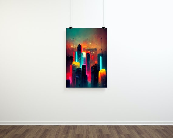 Neon City Art Instant Download Digital Art Print Trendy - Etsy