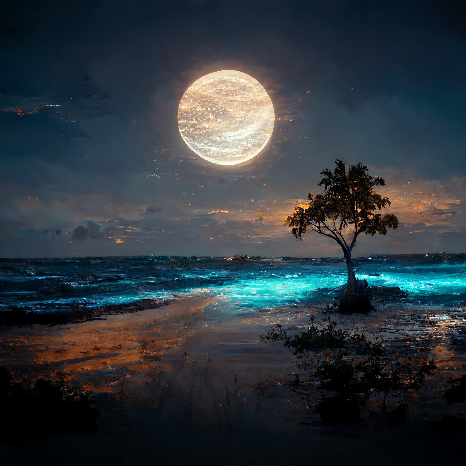 Tree and the Sea Digital Download Downloadable Art 5 X 5 Print Handmade ...