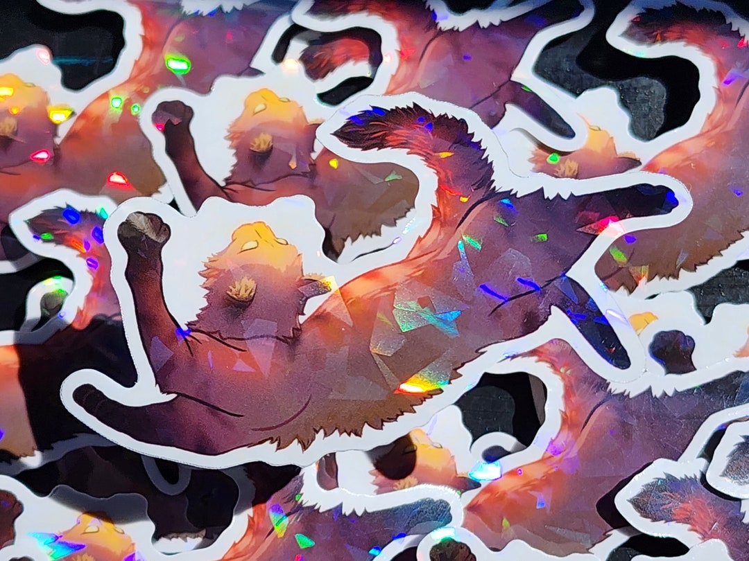 Leaping Kitty Sticker Clear Die Cut Rainbow Holographic Vinyl Cat Decal ...
