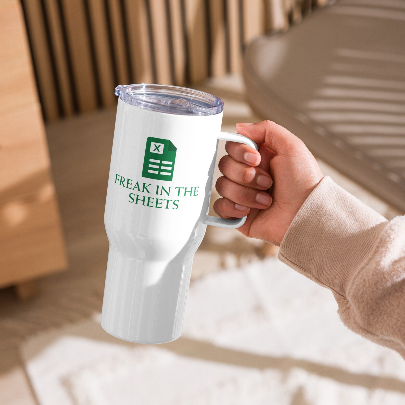 Freak in the Sheets Travel Mug With A Handle, Funny Excel Travel Mug ...