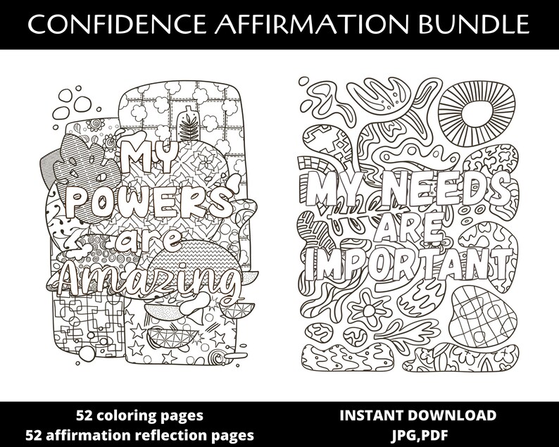 Printable Affirmation Coloring Pages and Affirmation - Etsy