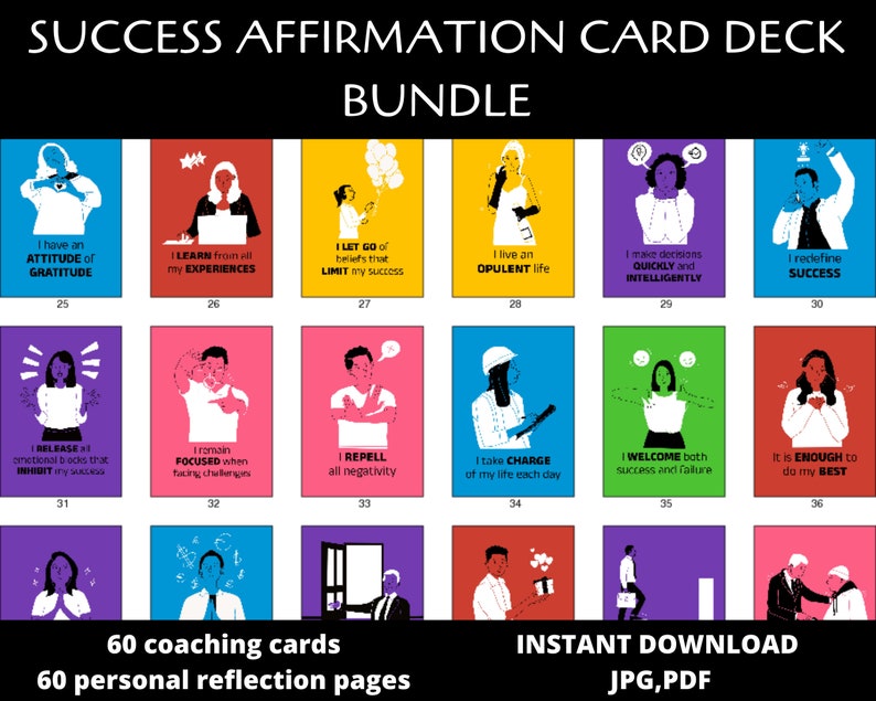 Printable Affirmation Cards for Success 60 Daily Printable Positive ...