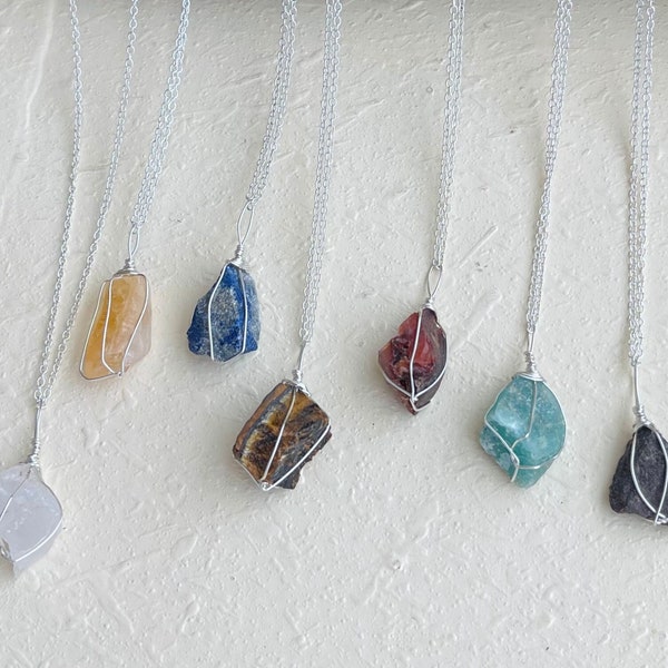 Custom Wire Wrapped Raw Crystal Necklace - Etsy