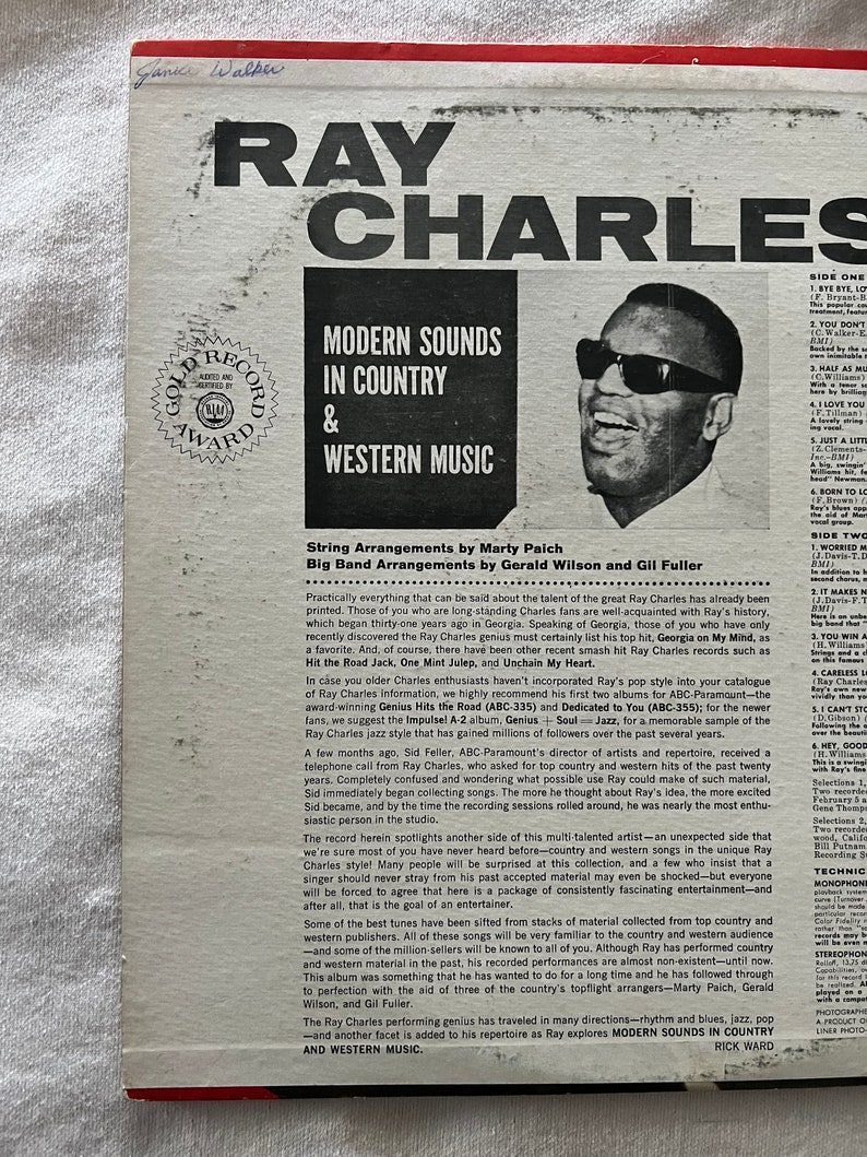 Ray Charles Vinyl Record - Etsy