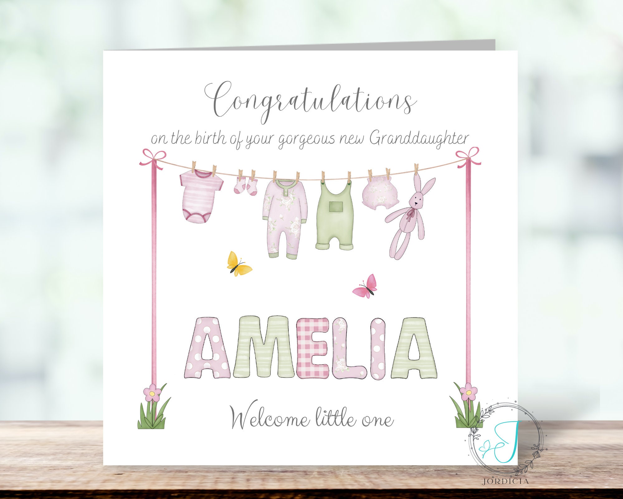 Cute Newborn Baby Girl Card With Personalised Baby Name - Etsy
