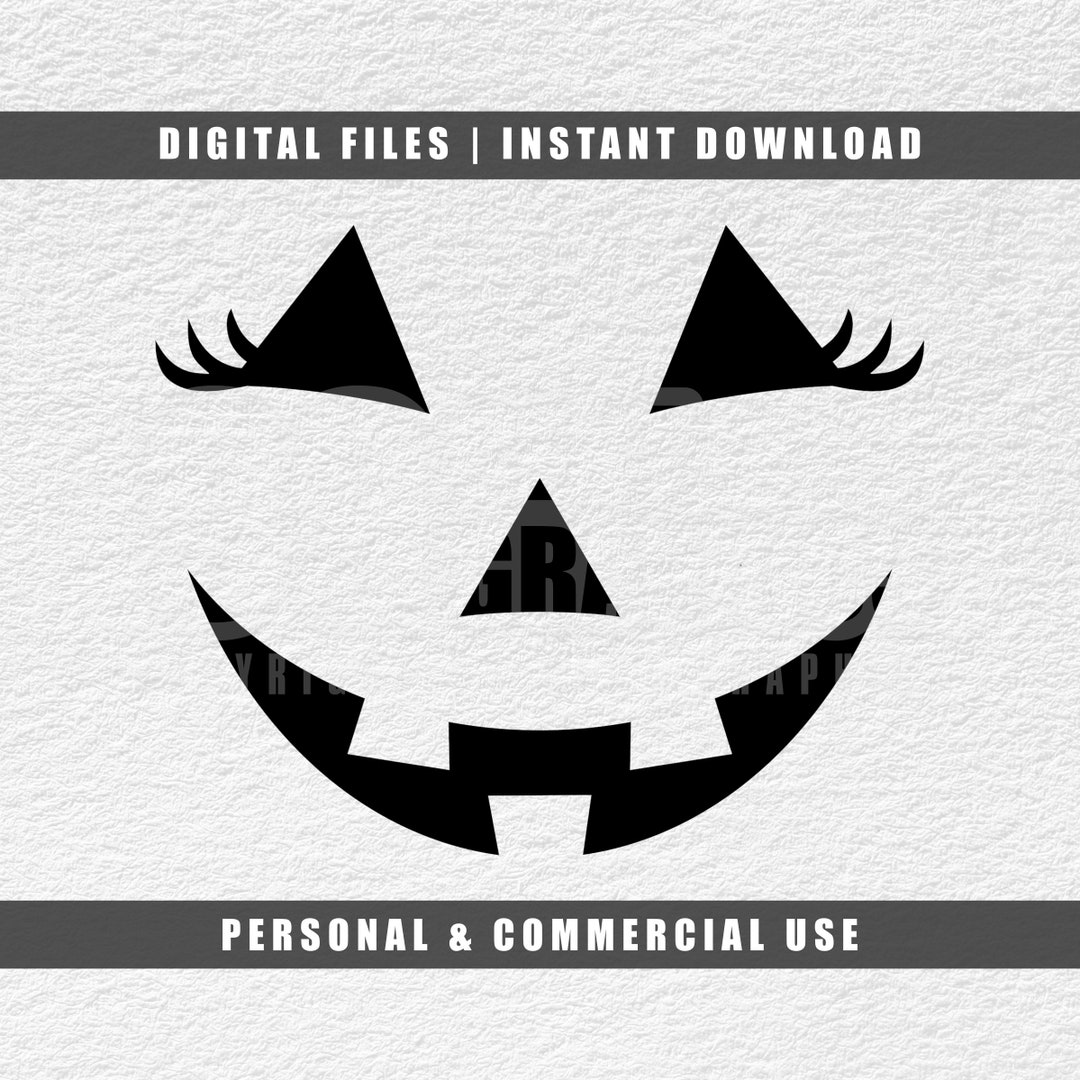 Pumpkin Face Svg, Smiling Eyelashes Svg, Halloween Svg, Cricut Svg ...
