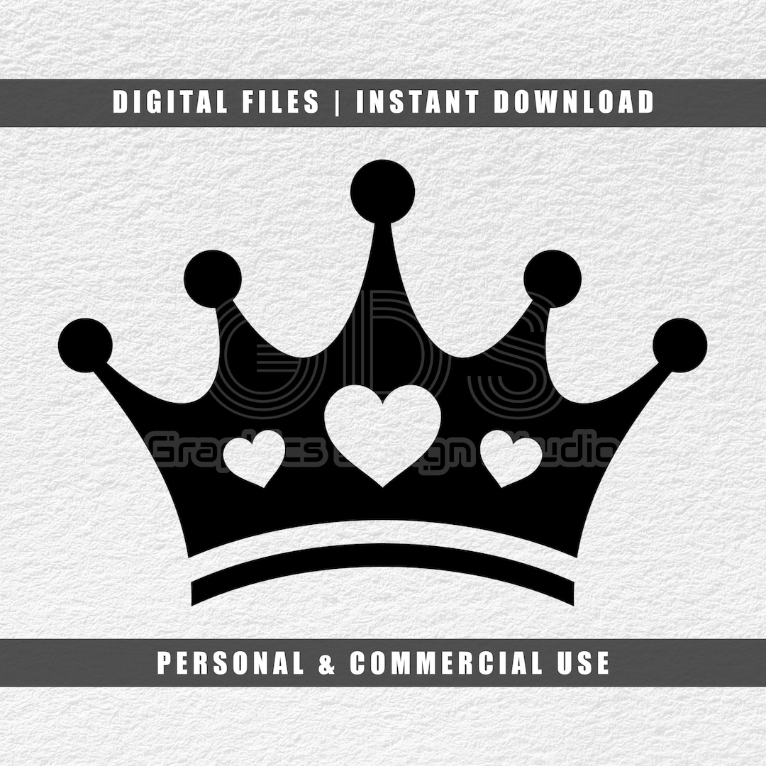 Hearts Crown Svg Royal Crown Svg Princ Crown Cricut Svg - Etsy