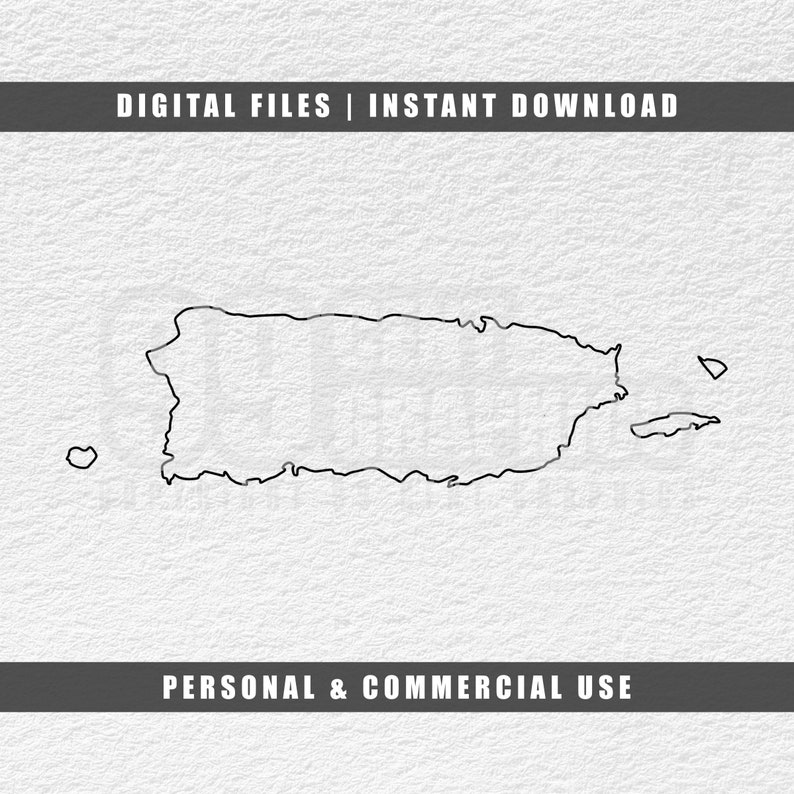Puerto Rico Outline SVG: Vieques & Culebra, Boricua Cut File (digital ...
