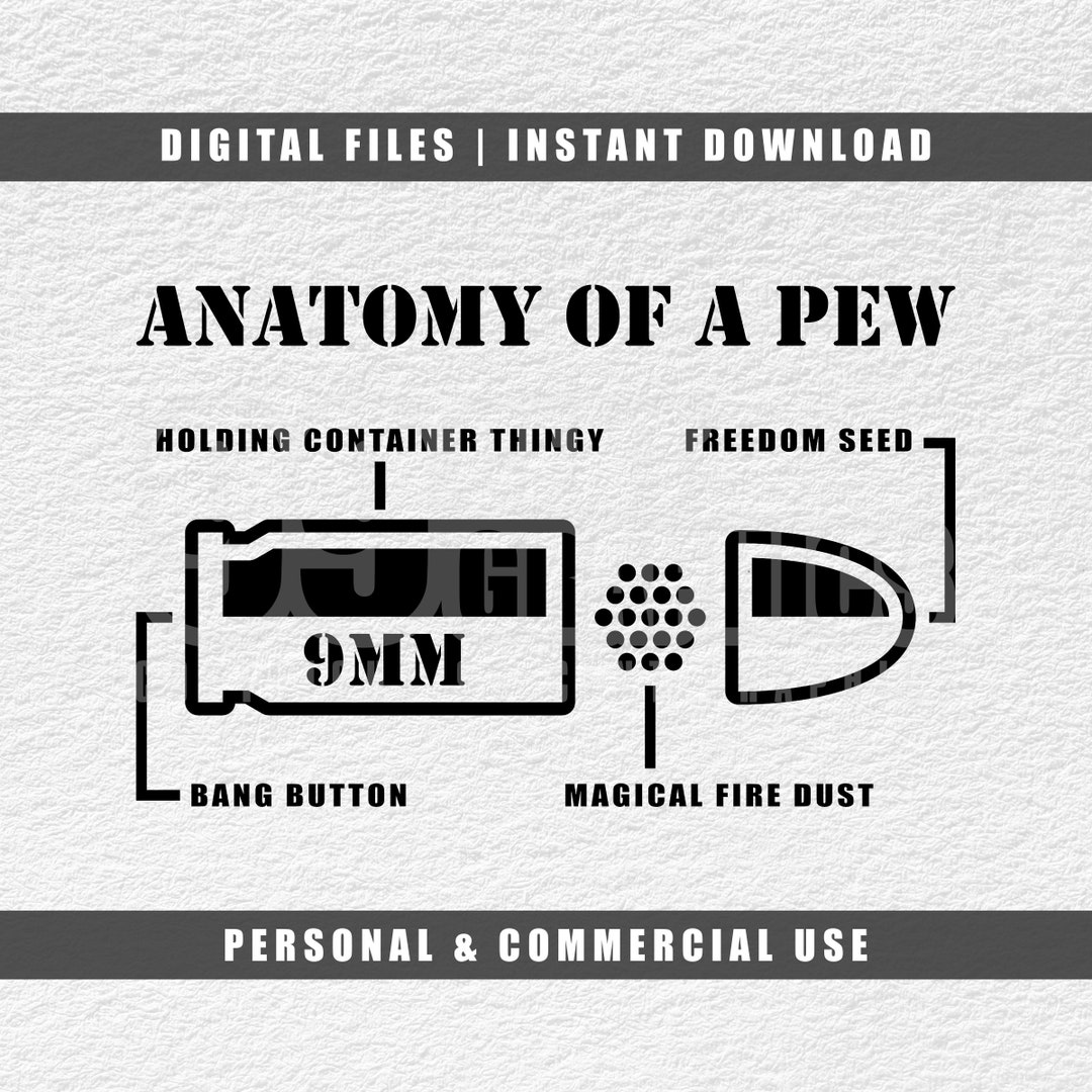Anatomy of a Pew Svg, 9mm Svg, Bullet Svg, Cricut Svg, Engraving File ...
