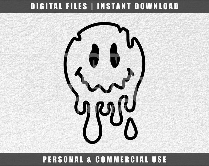 Trippy Face Svg, Melting Face Svg, Happy Face Svg, Outline Svg, Cricut ...