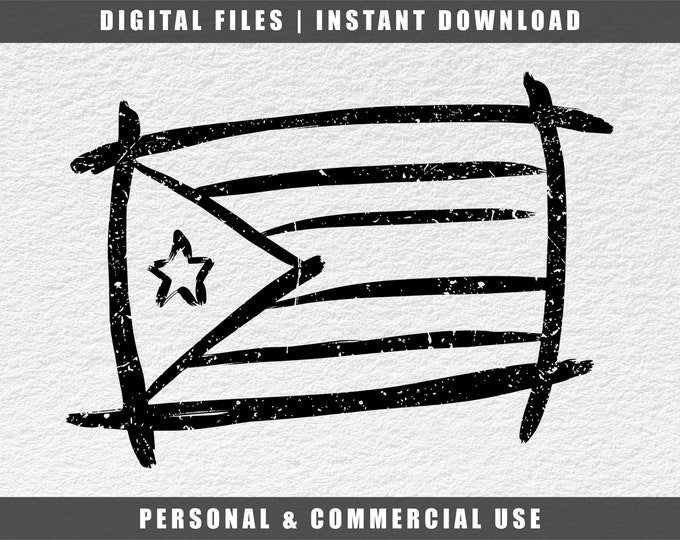 Puerto Rico Flag SVG, Hand-drawn Svg, Puerto Rican Svg, Boricua Svg, Distressed Svg, Cricut Svg ...