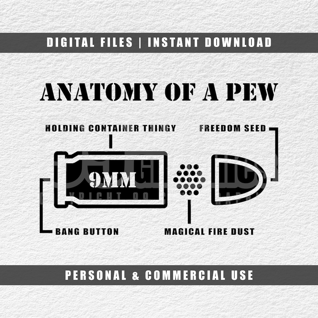 Anatomy of a Pew Svg, 9mm Bullet Svg, Cricut Svg, Engraving File Svg ...
