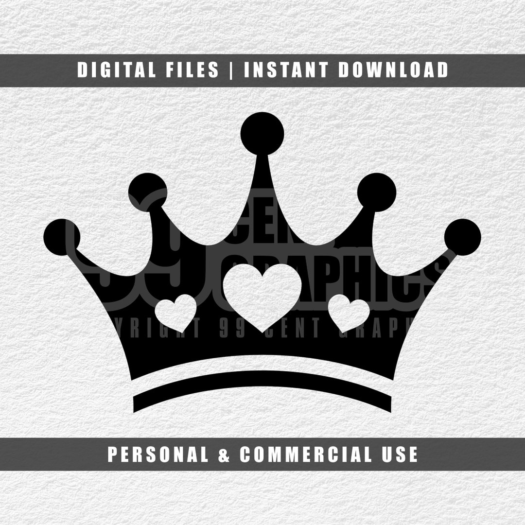 Hearts Crown Svg, Royal Crown Svg, Princ Crown, Cricut Svg, Instant ...