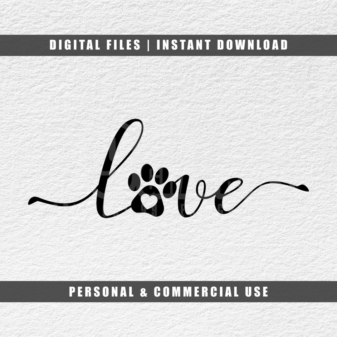 Dog Love Svg, Heart Paw Svg, Paw Print Svg, Animal Lover Svg, Vector ...