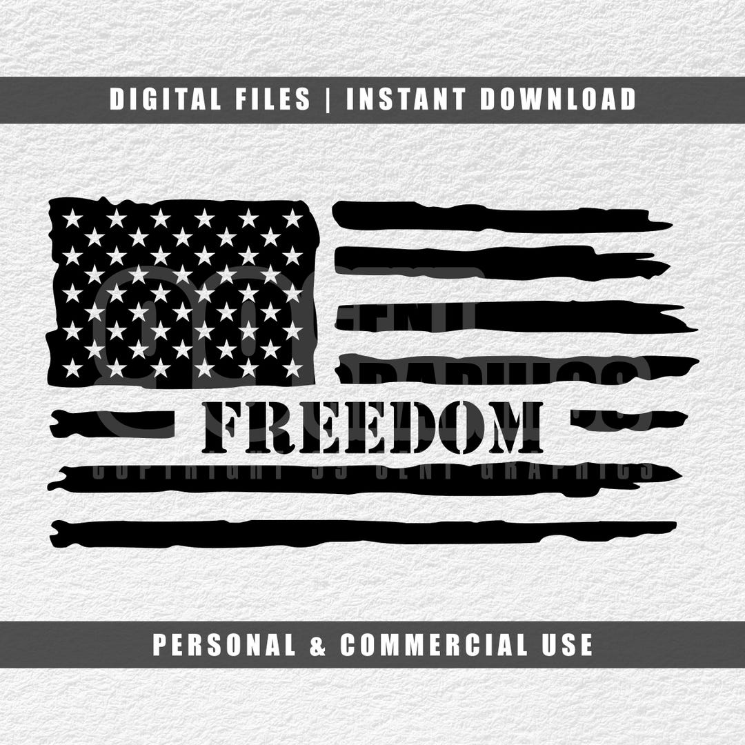Distressed Freedom American Flag SVG: USA Patriotic Cut File (digital ...