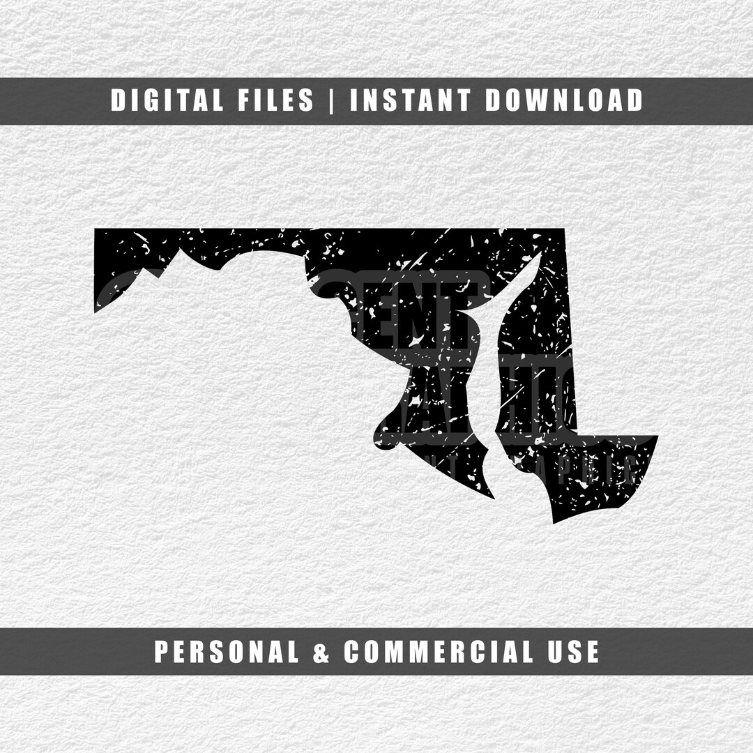 Distressed Maryland State SVG: Cricut, Engraving Cut File (digital ...