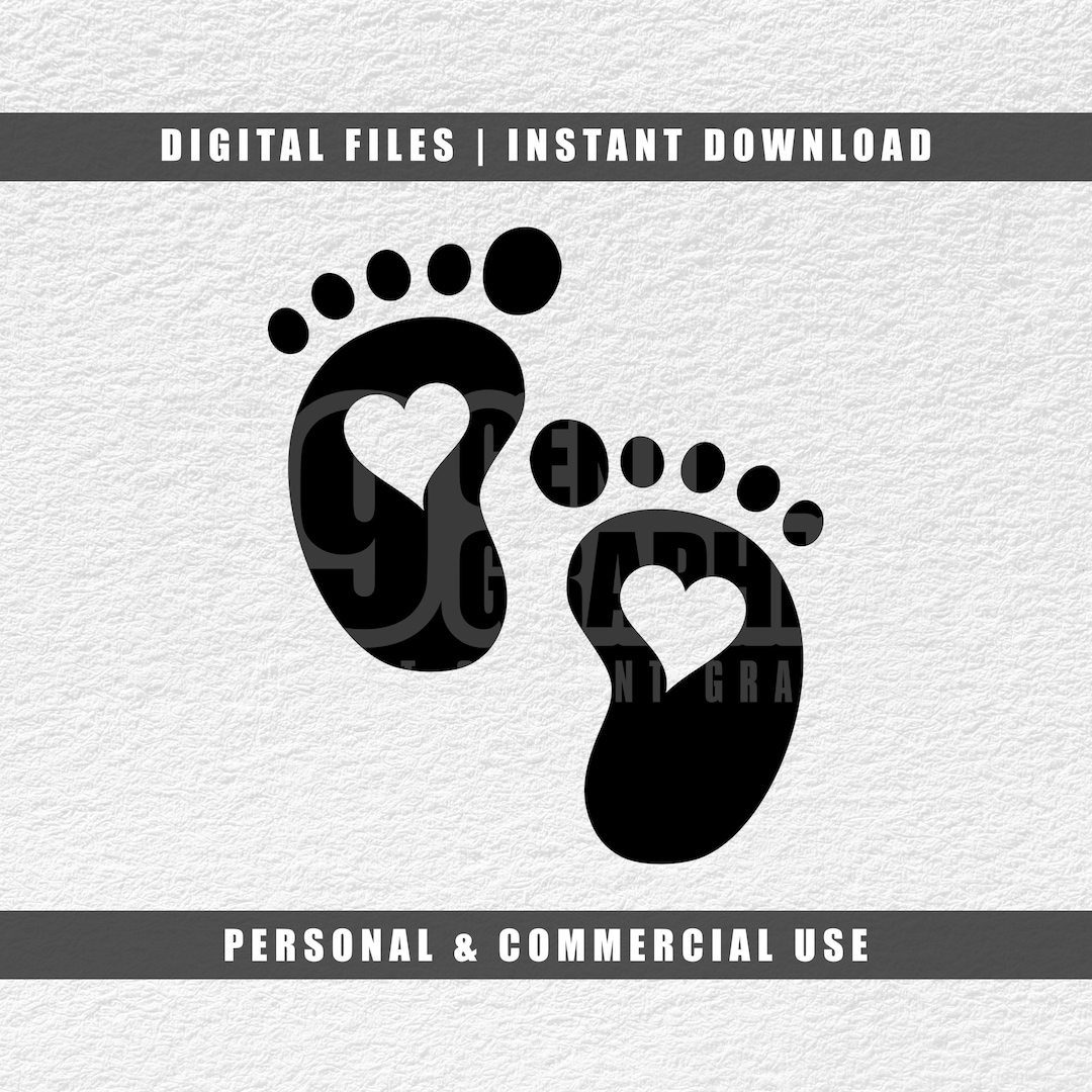 Footprints With Heart Svg, Foot Svg, Cricut Svg, Cut File Svg ...