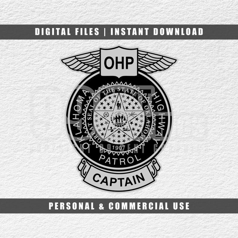 Oklahoma Highway Patrol Captain Badge SVG: Police Design (digital ...