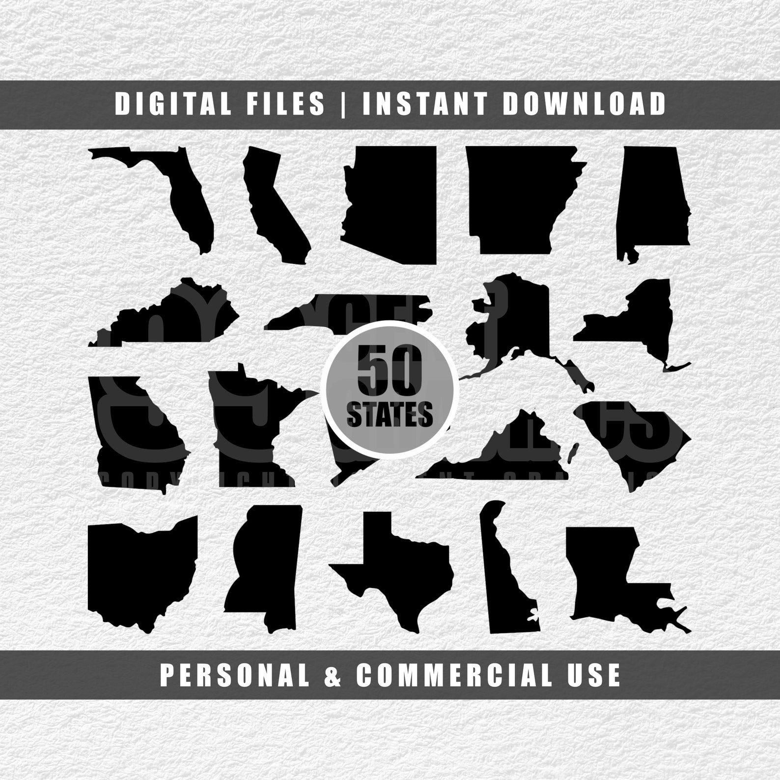 50 States SVG Bundle, United States Maps, State Silhouette Svg, Cricut ...