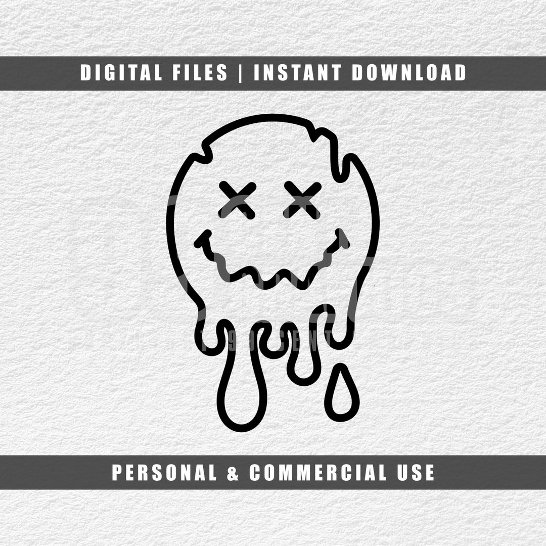 Trippy Melting Face SVG: Groovy Cricut Outline (digital Download) - Etsy