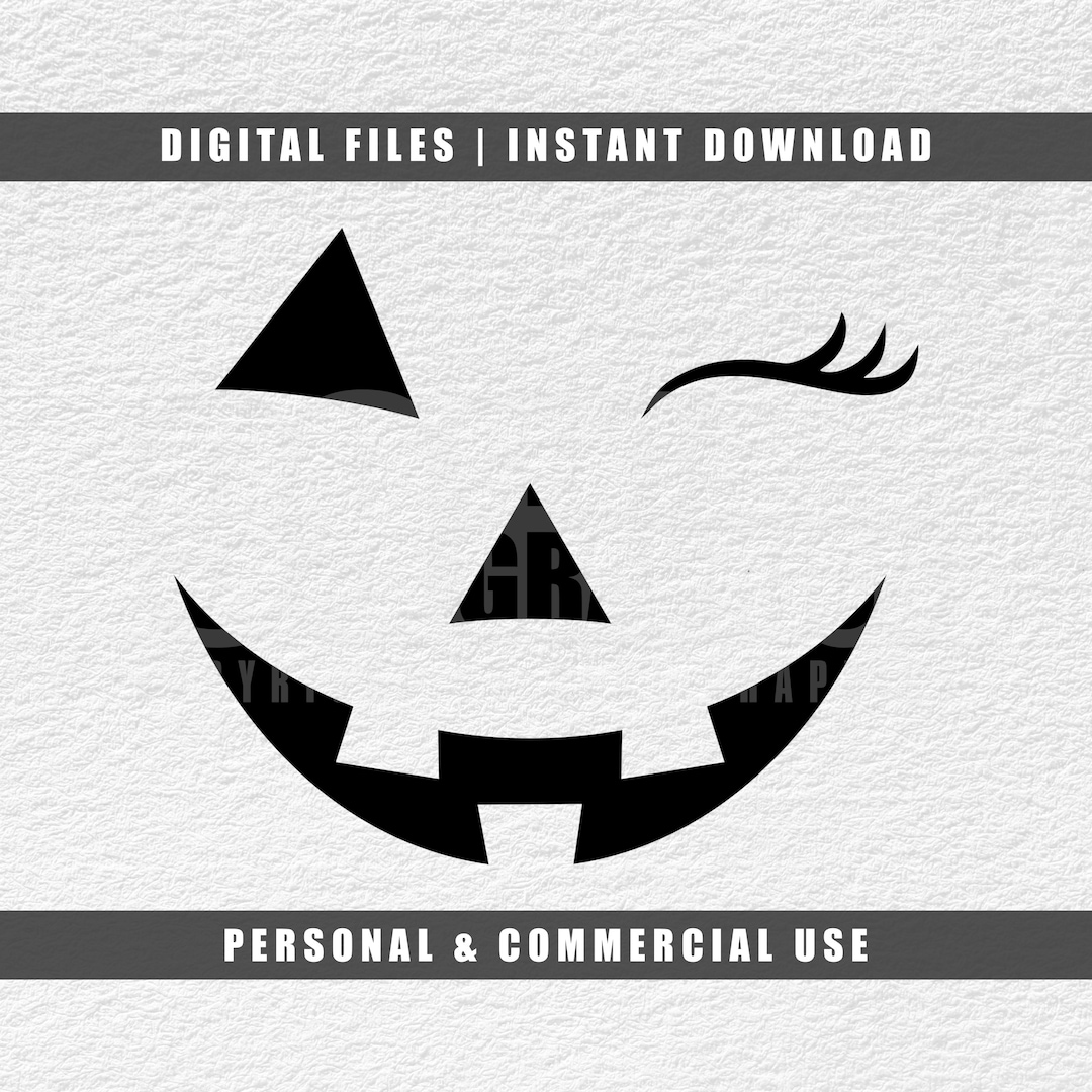 Winking Pumpkin Face SVG: Halloween Cricut Cut File (digital Download ...