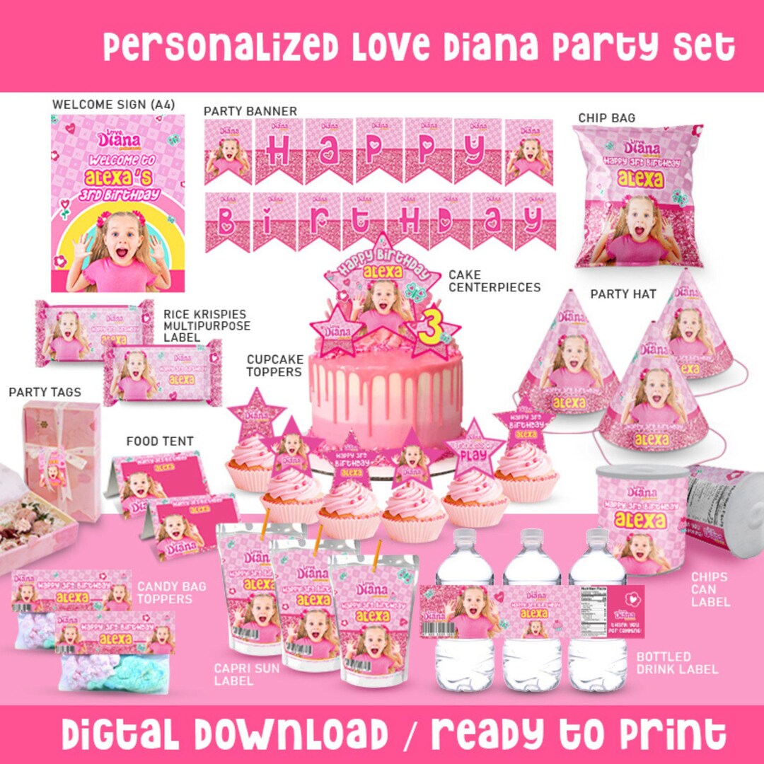 Love Diana Birthday Party Bundle Diana and Roma Party Pack Diana Party ...