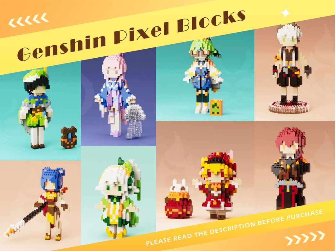 Large Genshin Impact Pixel Blocks - Includes Kazuha, Raiden, Yelan ...