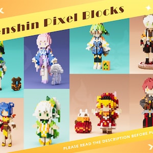 Large Genshin Impact Pixel Blocks - Includes Kazuha, Raiden, Yelan ...