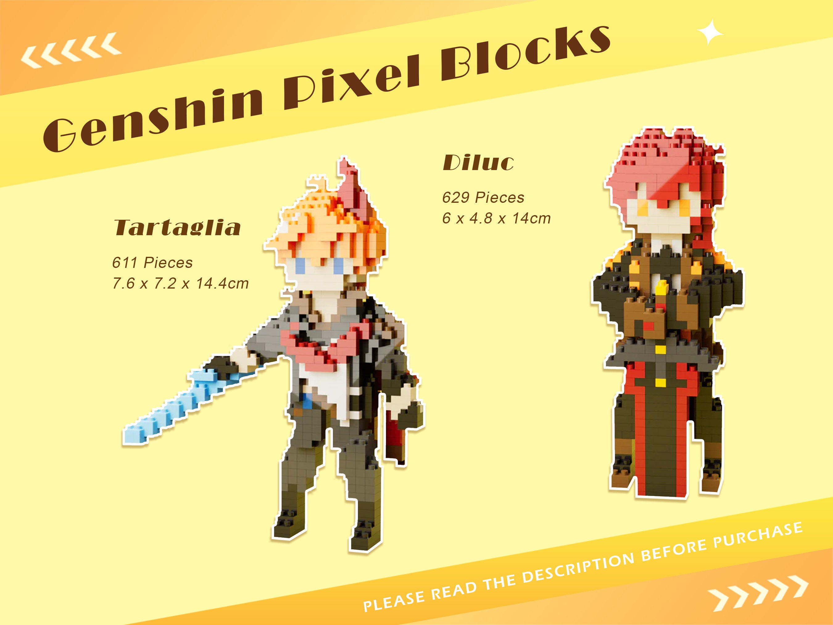 Large Genshin Impact Pixel Blocks - Includes Kazuha, Raiden, Yelan ...