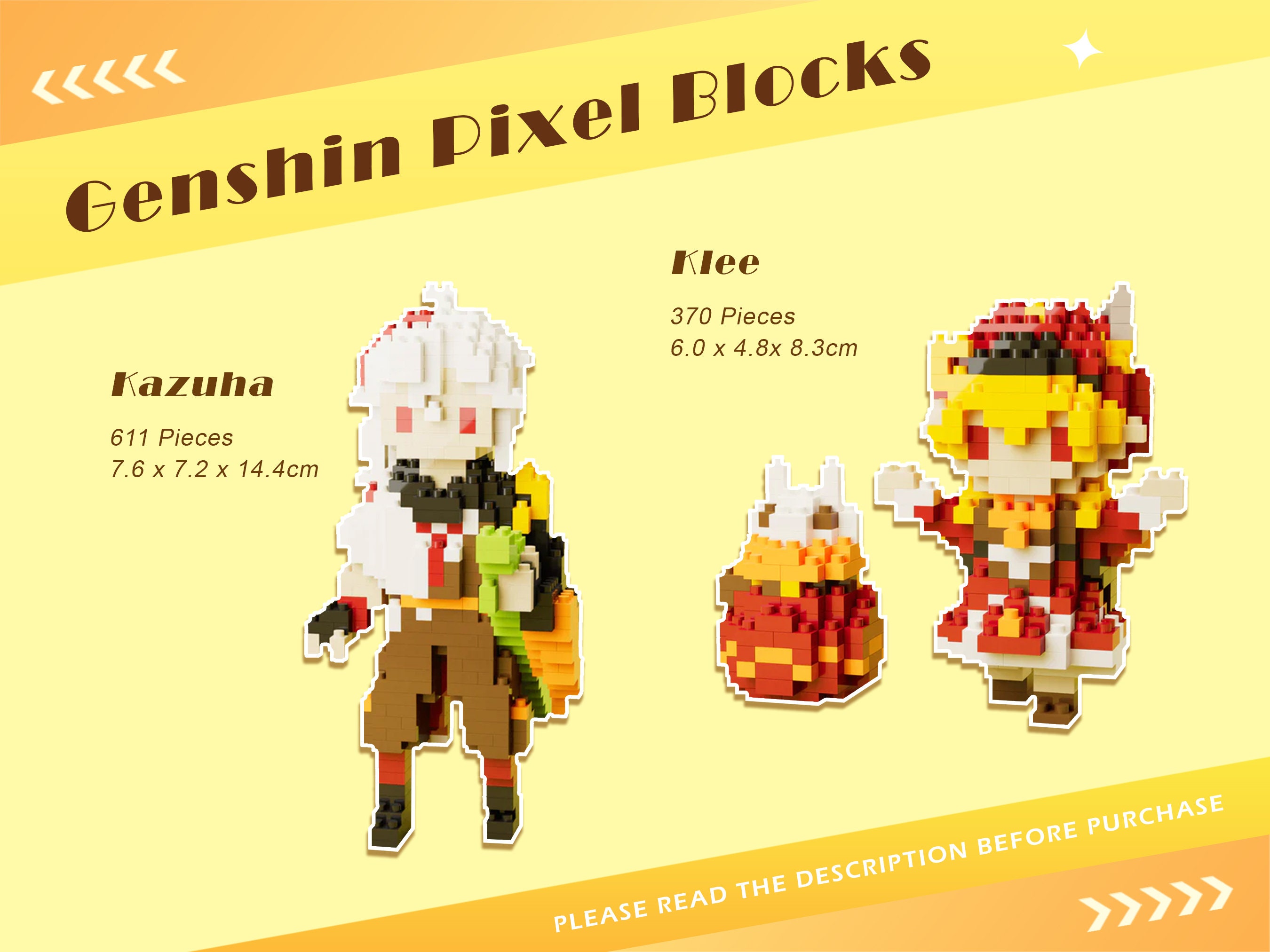 Large Genshin Impact Pixel Blocks - Includes Kazuha, Raiden, Yelan ...