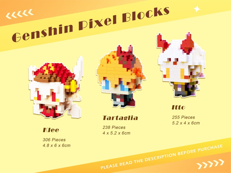 Mini Genshin Impact Pixel Blocks Includes Kazuha, Raiden, Hutao ...