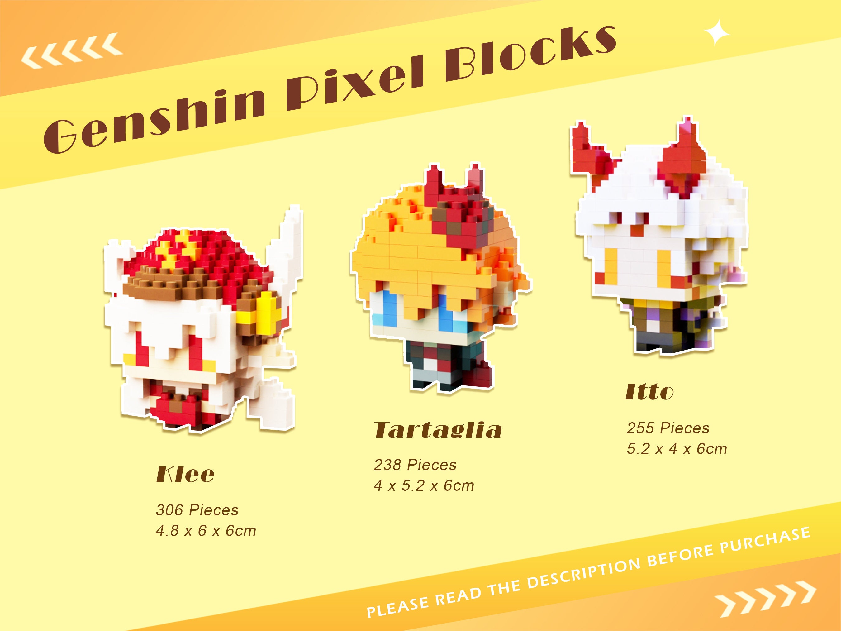 Mini Genshin Impact Pixel Blocks Includes Kazuha, Raiden, Hutao ...
