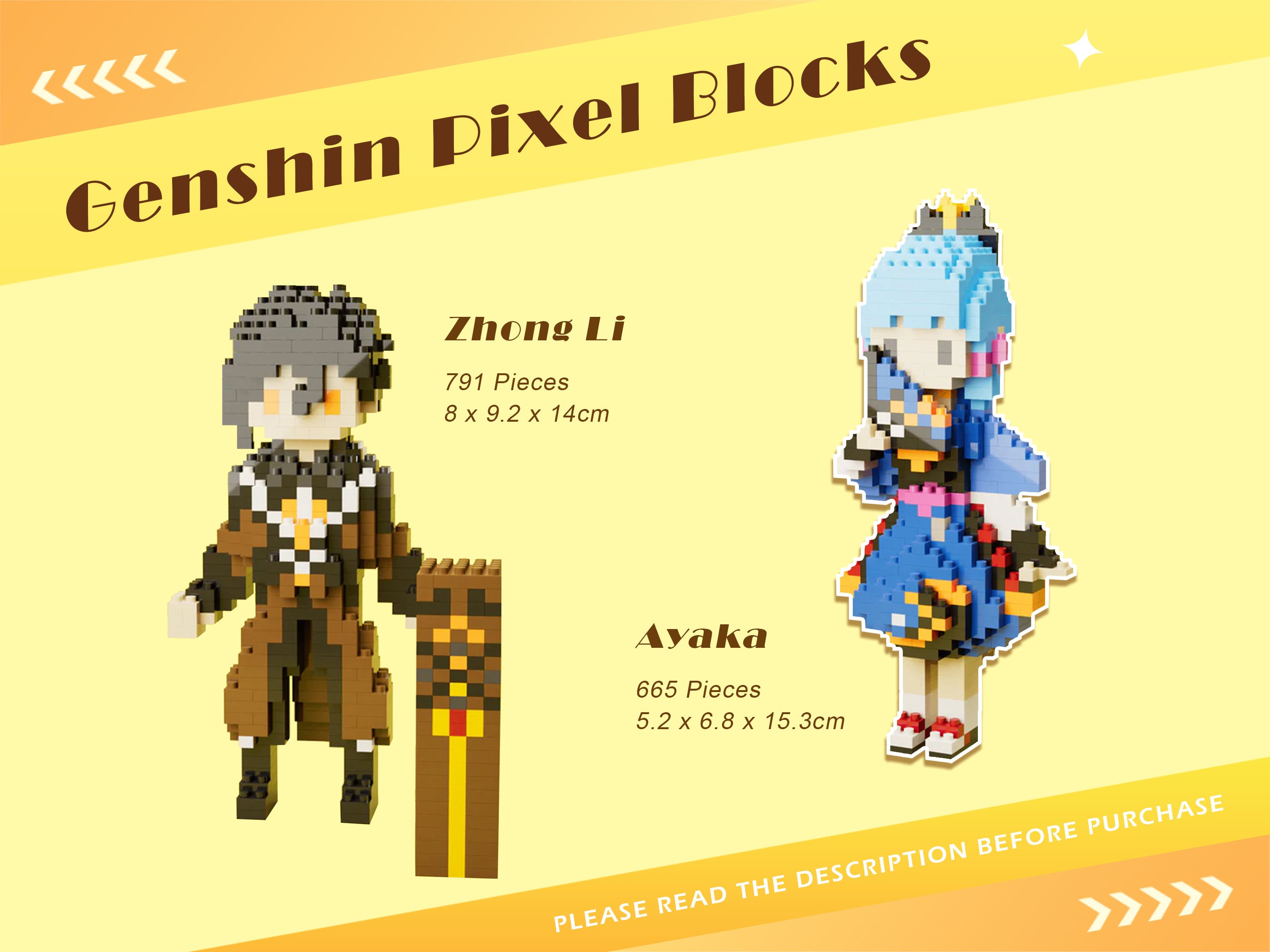 Large Genshin Impact Pixel Blocks - Includes Kazuha, Raiden, Yelan ...