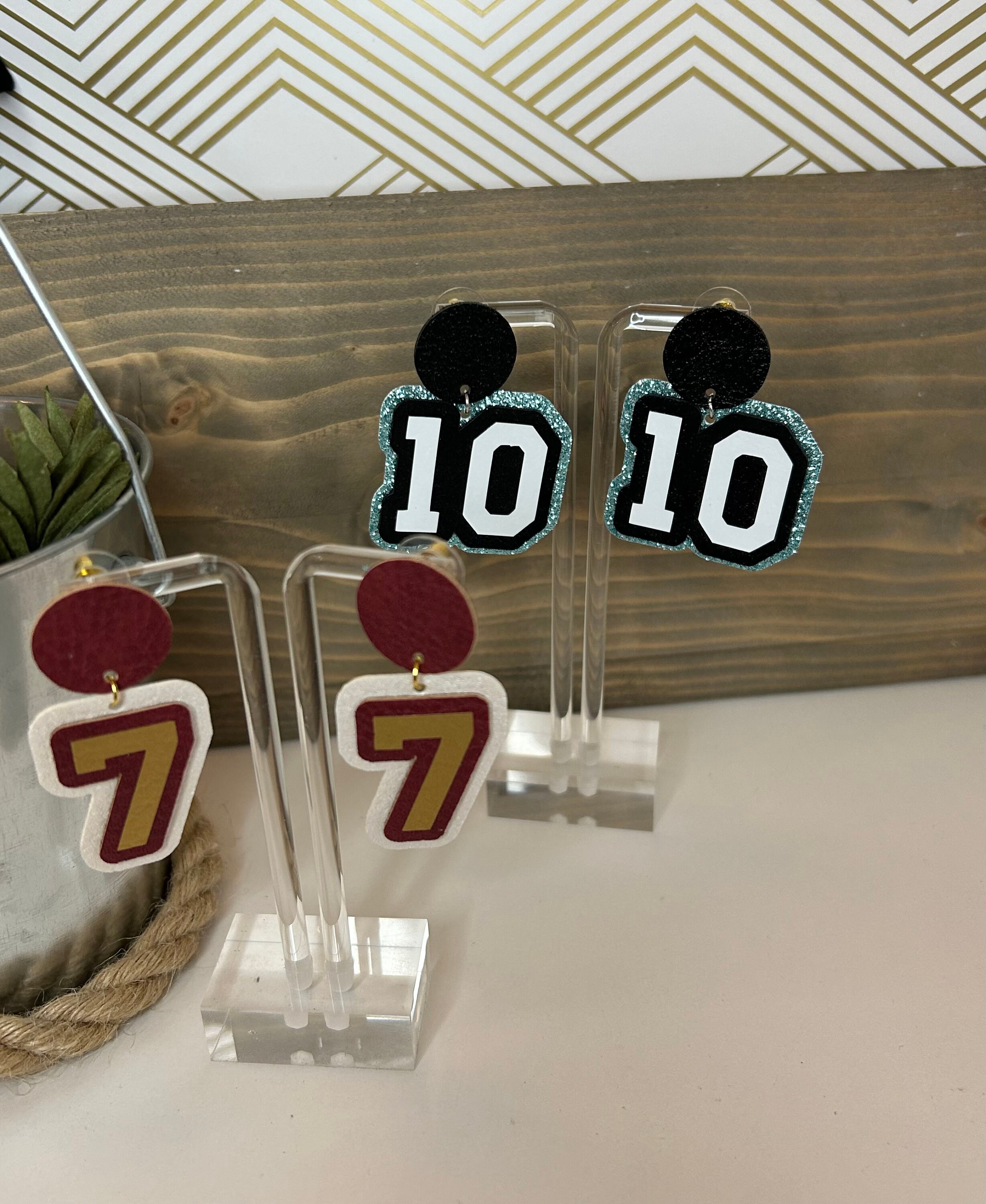 Jersey Number Earring - Faux Leather - Team Spirit Earring - Layered ...