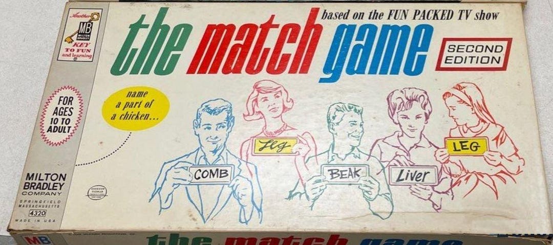 Vintage the Match Game Based on TV Show Board Game by Milton Bradley ...