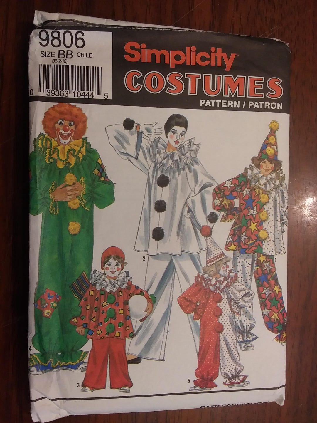 Simplicity Sewing Pattern Kit 9806 - Boys/girls Halloween Clown With ...