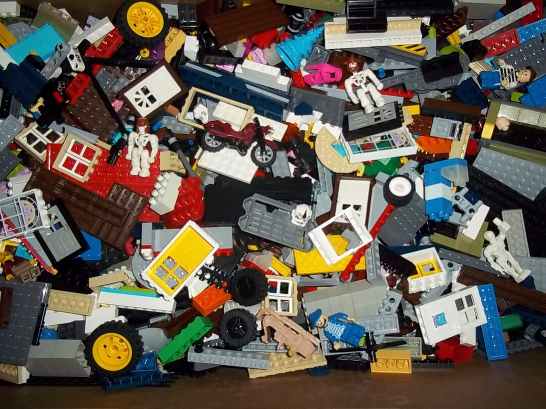 10 Lbs. of LEGO® Brand Blocks, Wheels, Windows, Boards, Figures, Wheels ...