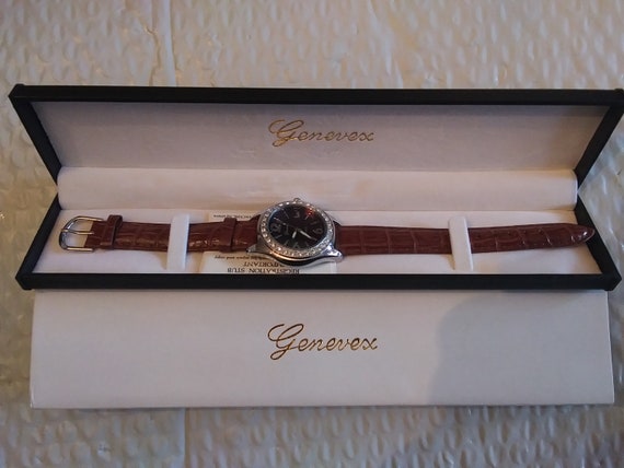 Genevex Quartz Ladies Watch, Brown Genuine Leather Wi… - Gem