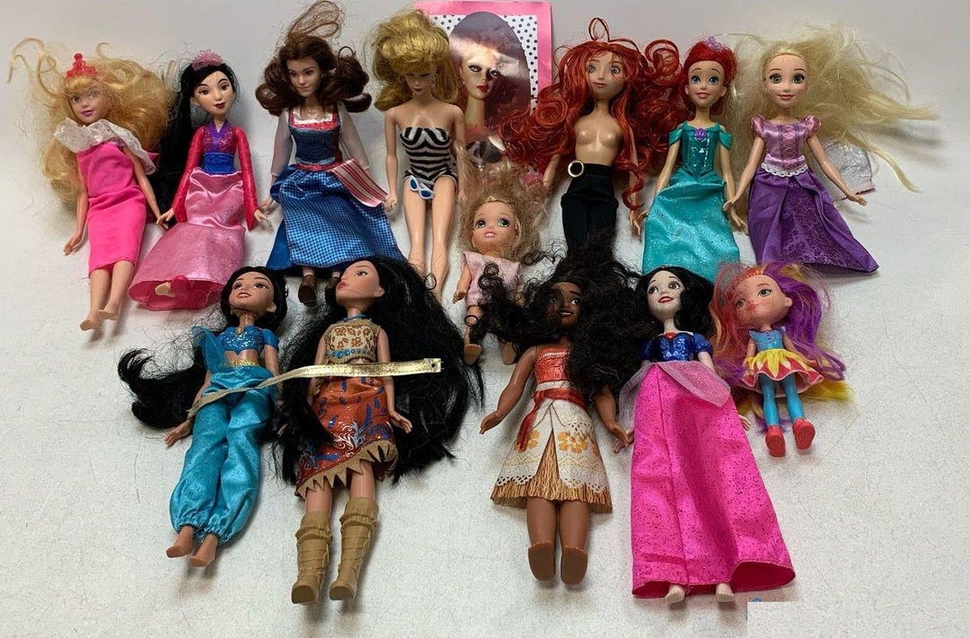 Vintage 35th Anniversary Barbie & Disney Princesses Mixed Fashion Dolls ...