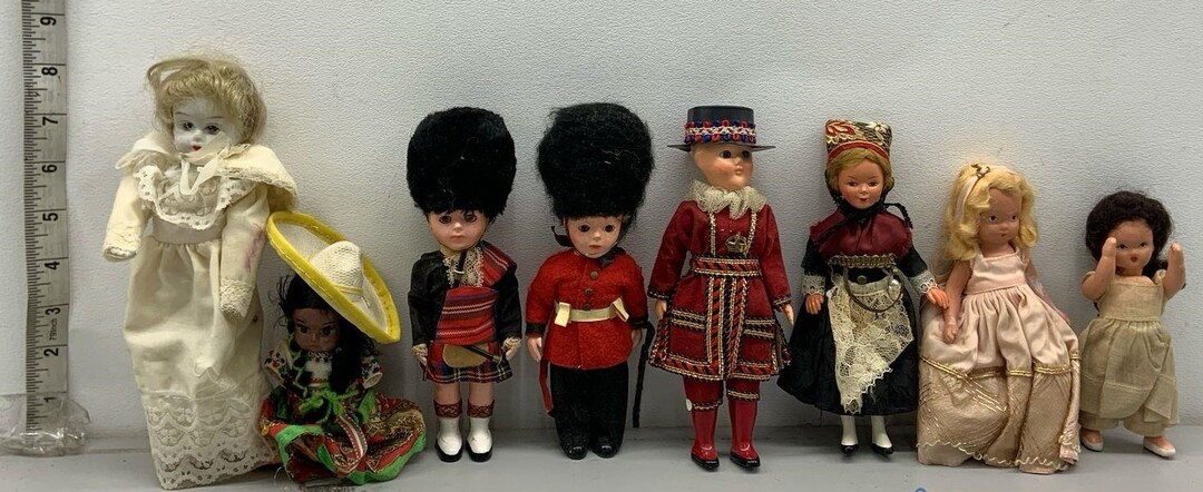 Collection of 8 Vintage Dolls Made in England - Hard Plastic, Rubber ...