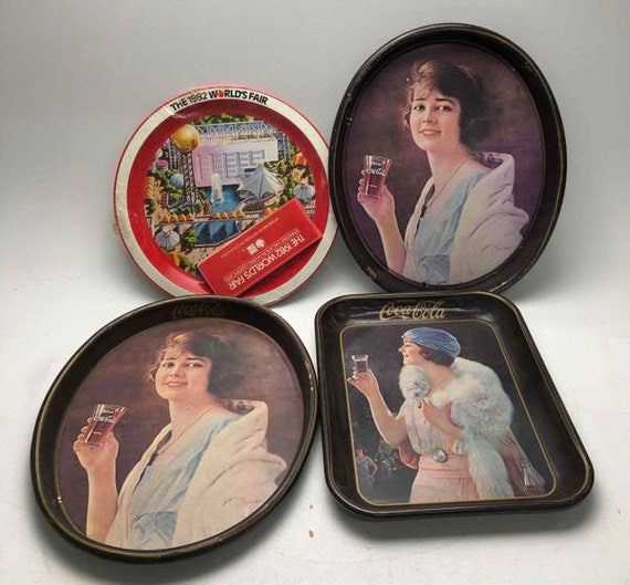 4 Vintage Coca Cola Serving Trays Including One From the 1982 - Etsy