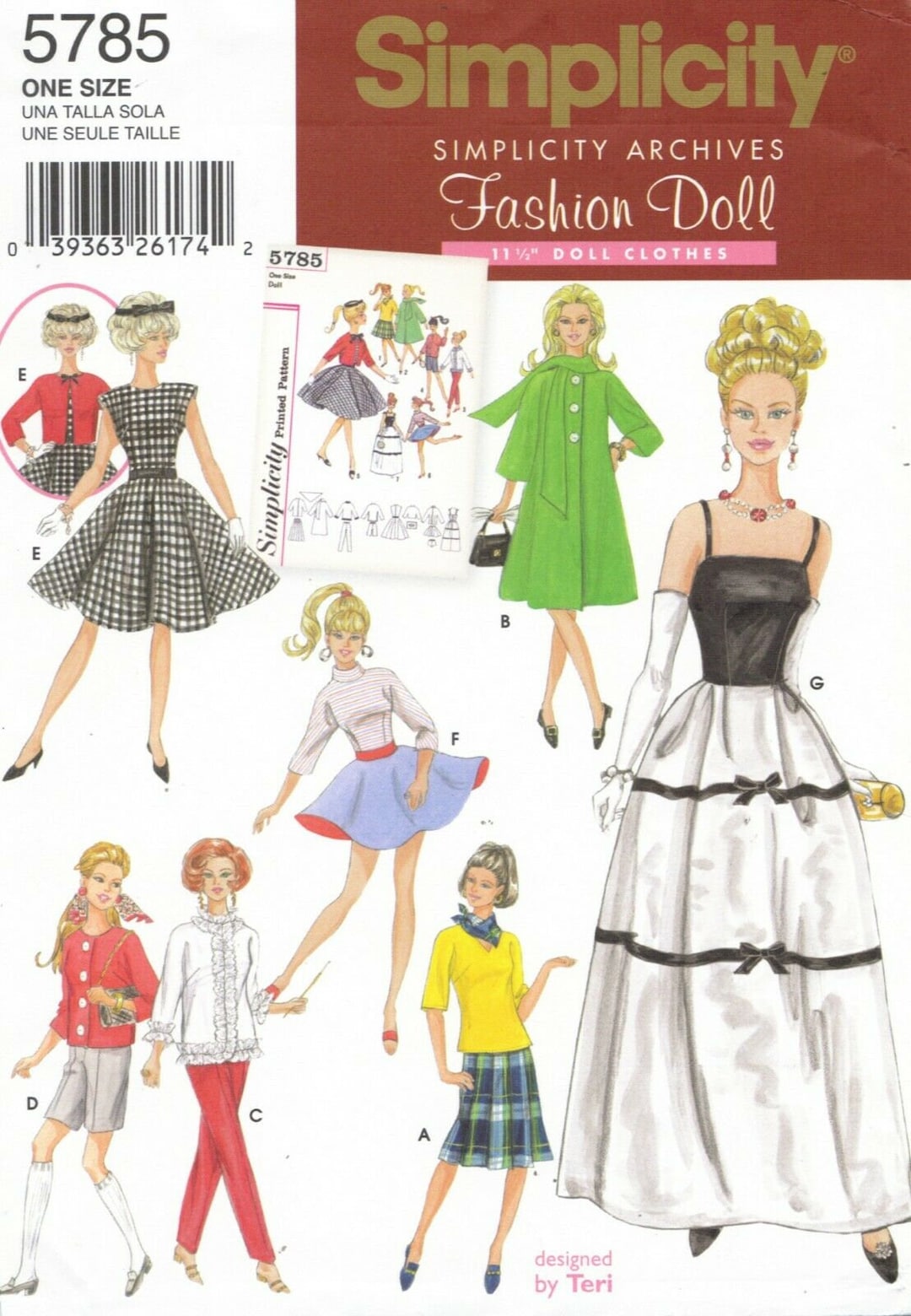 Simplicity Pattern #5785, 1960s BARBIE Outfits, “designed by Teri” - Etsy
